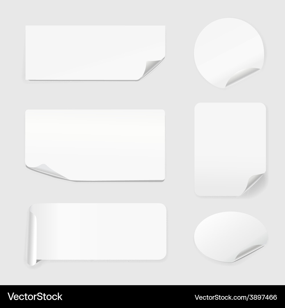 White stickers - set of paper isolated Royalty Free Vector