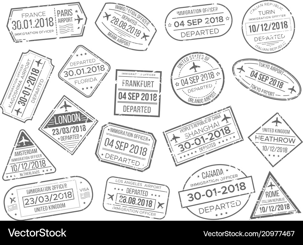Airport Customs Stamps - Passport Set Royalty Free Vector