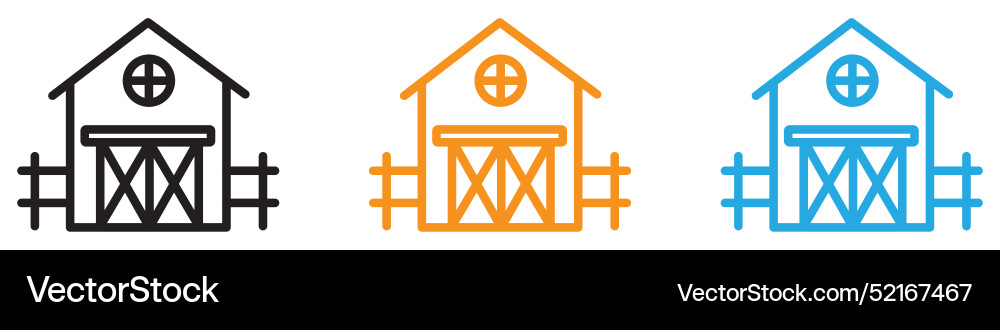 Barn farm icon logo set collection for web app ui Vector Image