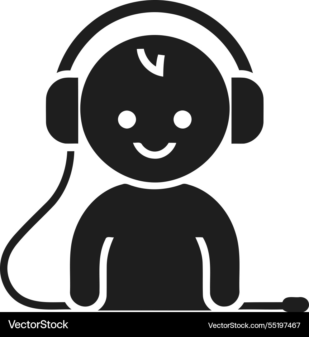 Happy music listener child icon Royalty Free Vector Image