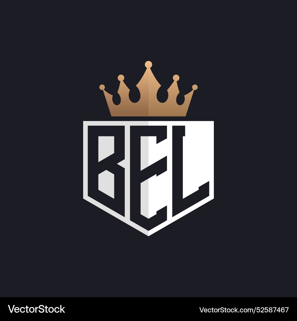 Luxury bel logo with crown elegant initials Vector Image