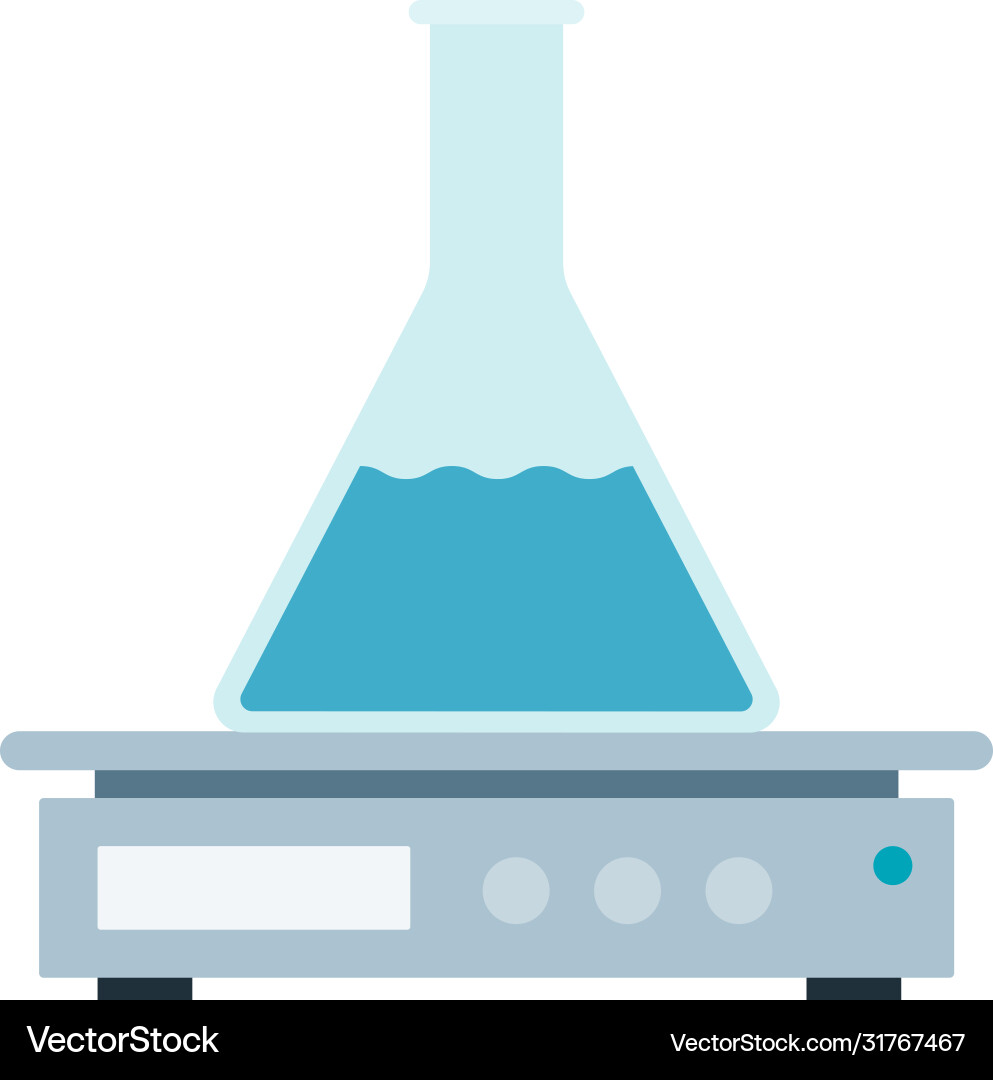 Magnetic stirrer with conical flask icon Vector Image
