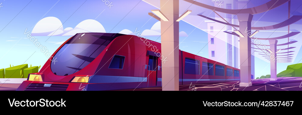 Modern railway station platform with speed train Vector Image