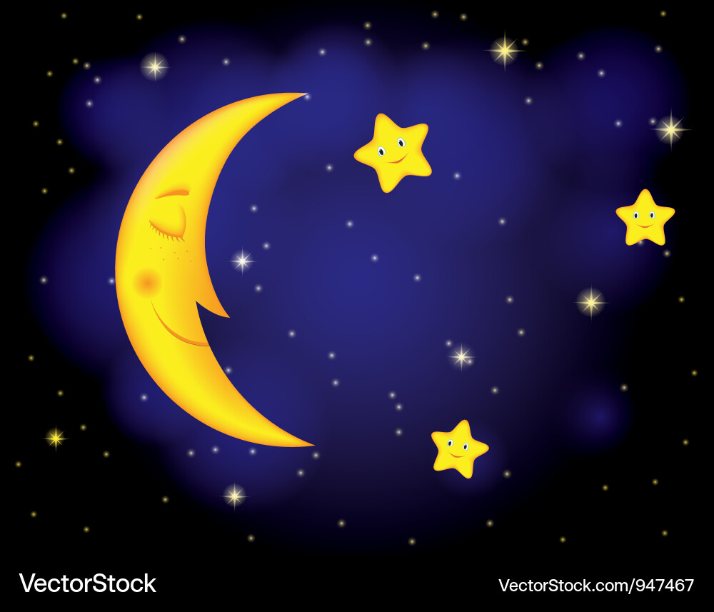 Moon stars Royalty Free Vector Image - VectorStock