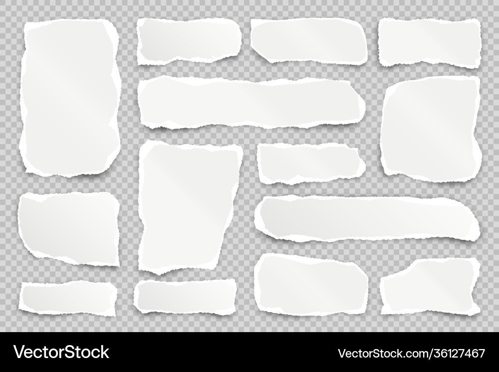 Ripped paper strips on transparent background Vector Image
