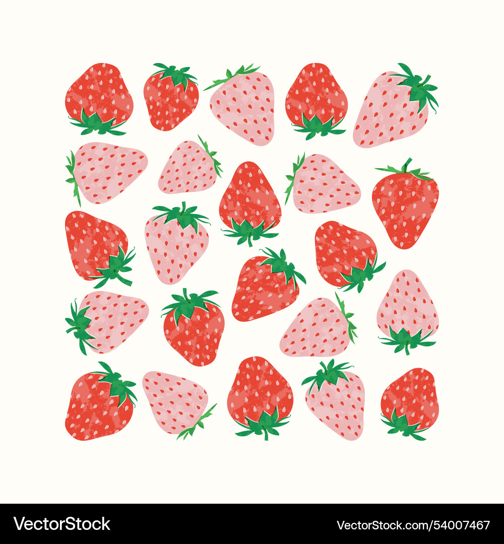 Strawberries colorful wallpaper print background Vector Image