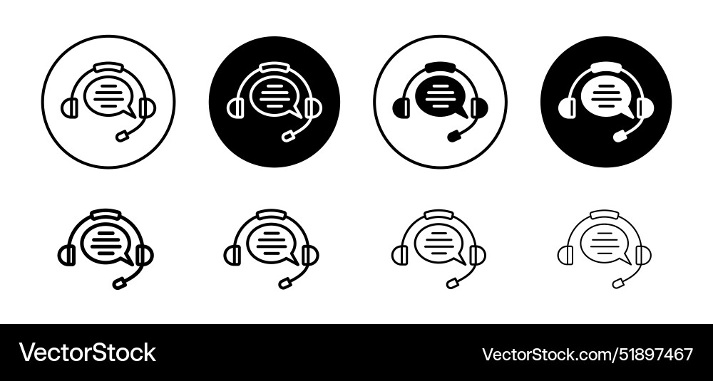 Support service headset icon set collection Vector Image