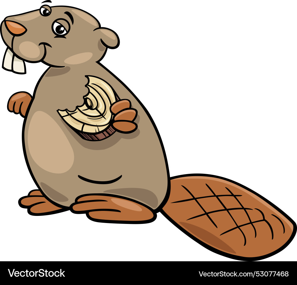 Cartoon beaver comic animal character Royalty Free Vector