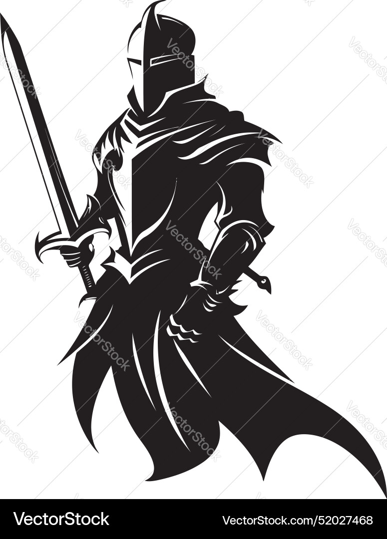 Chivalrous defender knight soldier with raised Vector Image