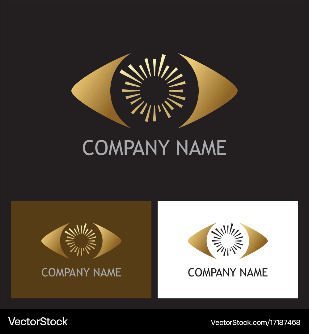 Gold eye optic company logo Royalty Free Vector Image
