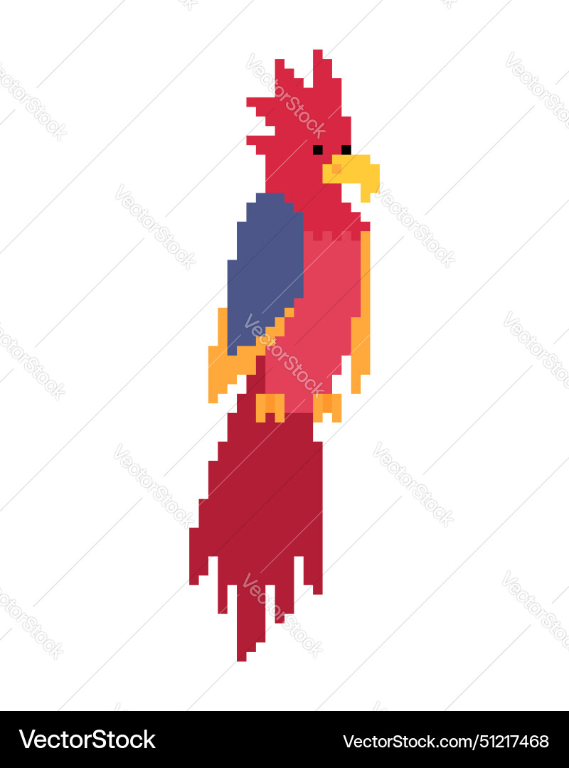 Parrot pixel art pixelated talking bird Royalty Free Vector