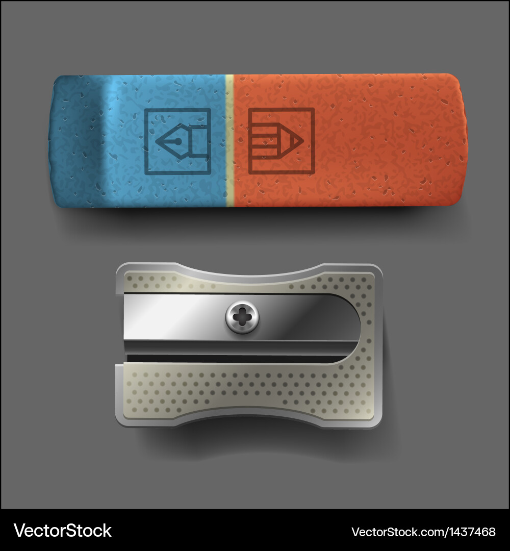 Sharpener and eraser Royalty Free Vector Image