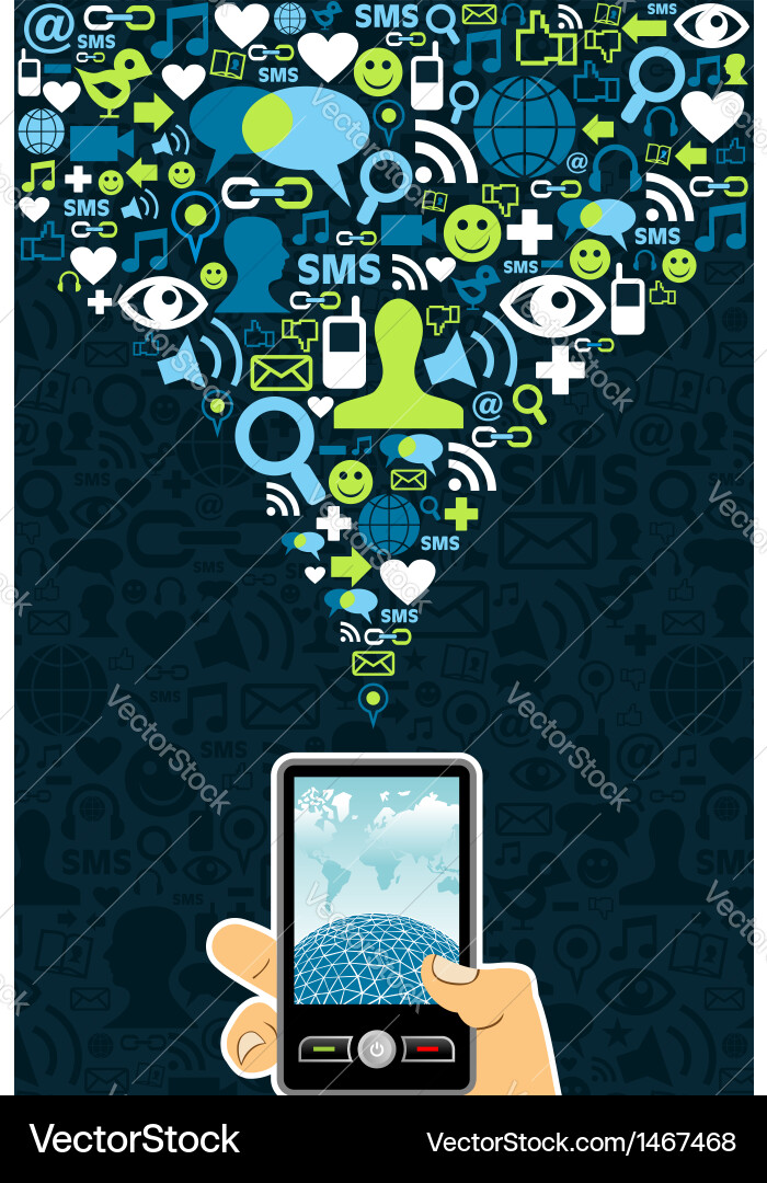 Social media cell phone connection Royalty Free Vector Image