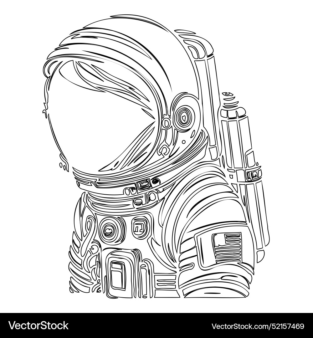 Astronaut outline sketch Royalty Free Vector Image
