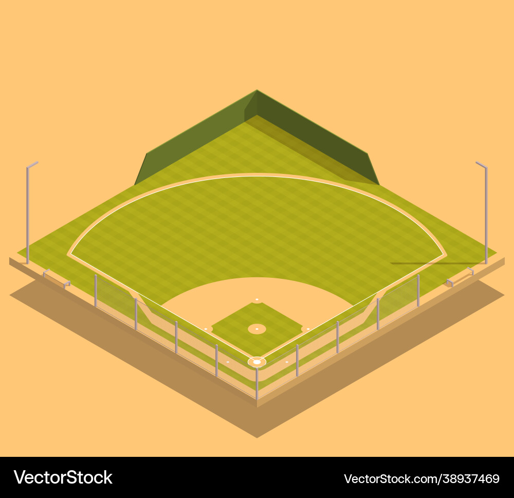 Baseball field isometric composition Royalty Free Vector