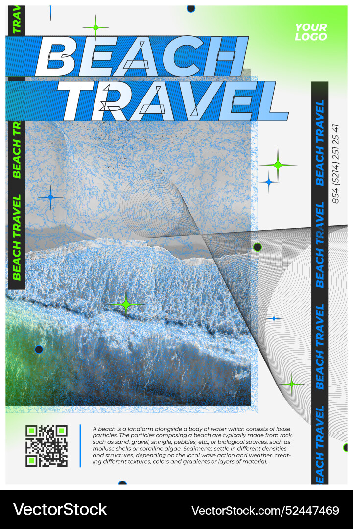 Beach travel information template Royalty Free Vector Image