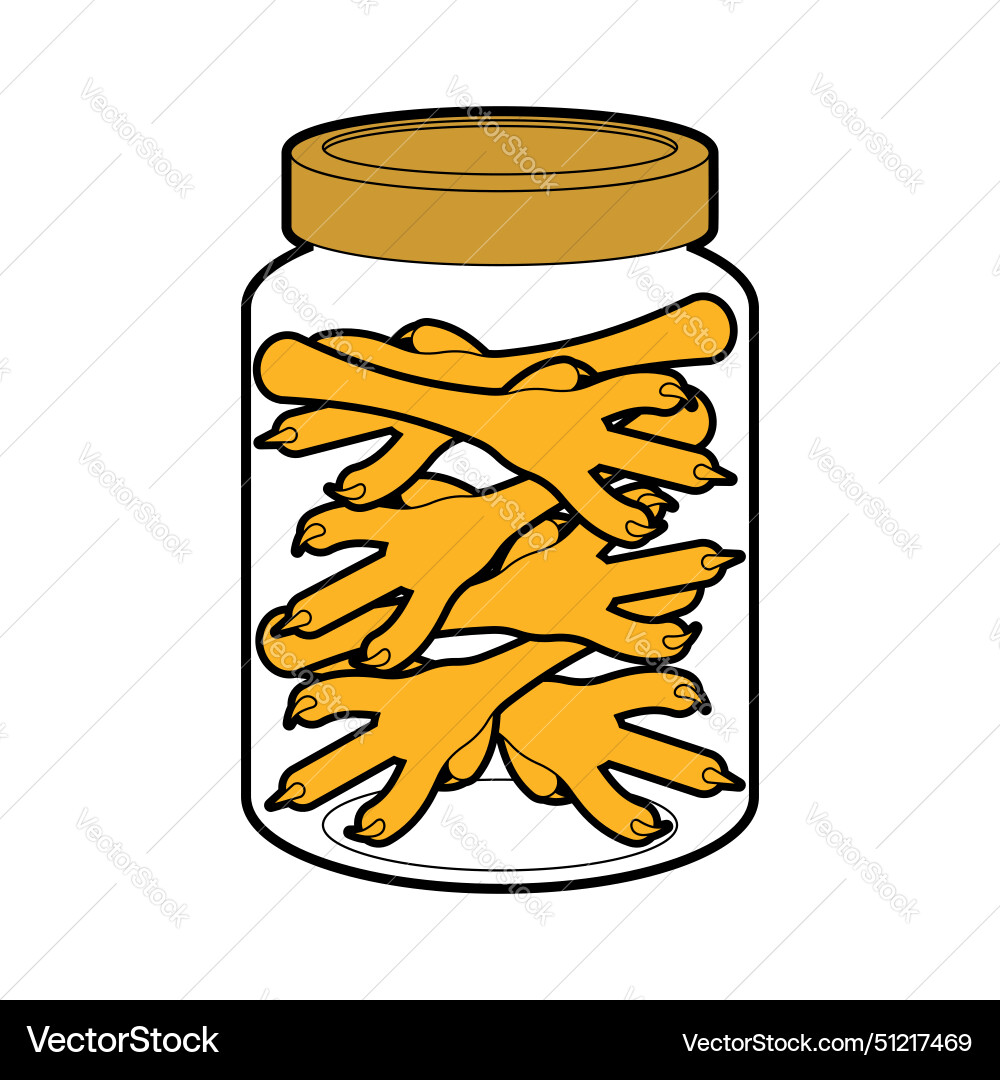 Chicken feet in jar ingredient for making potion Vector Image