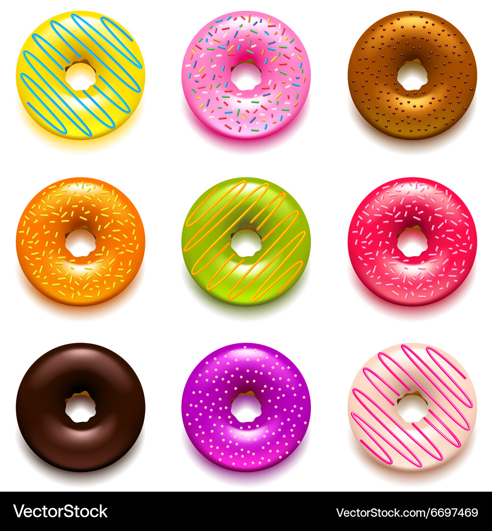 Donuts icons set Royalty Free Vector Image - VectorStock