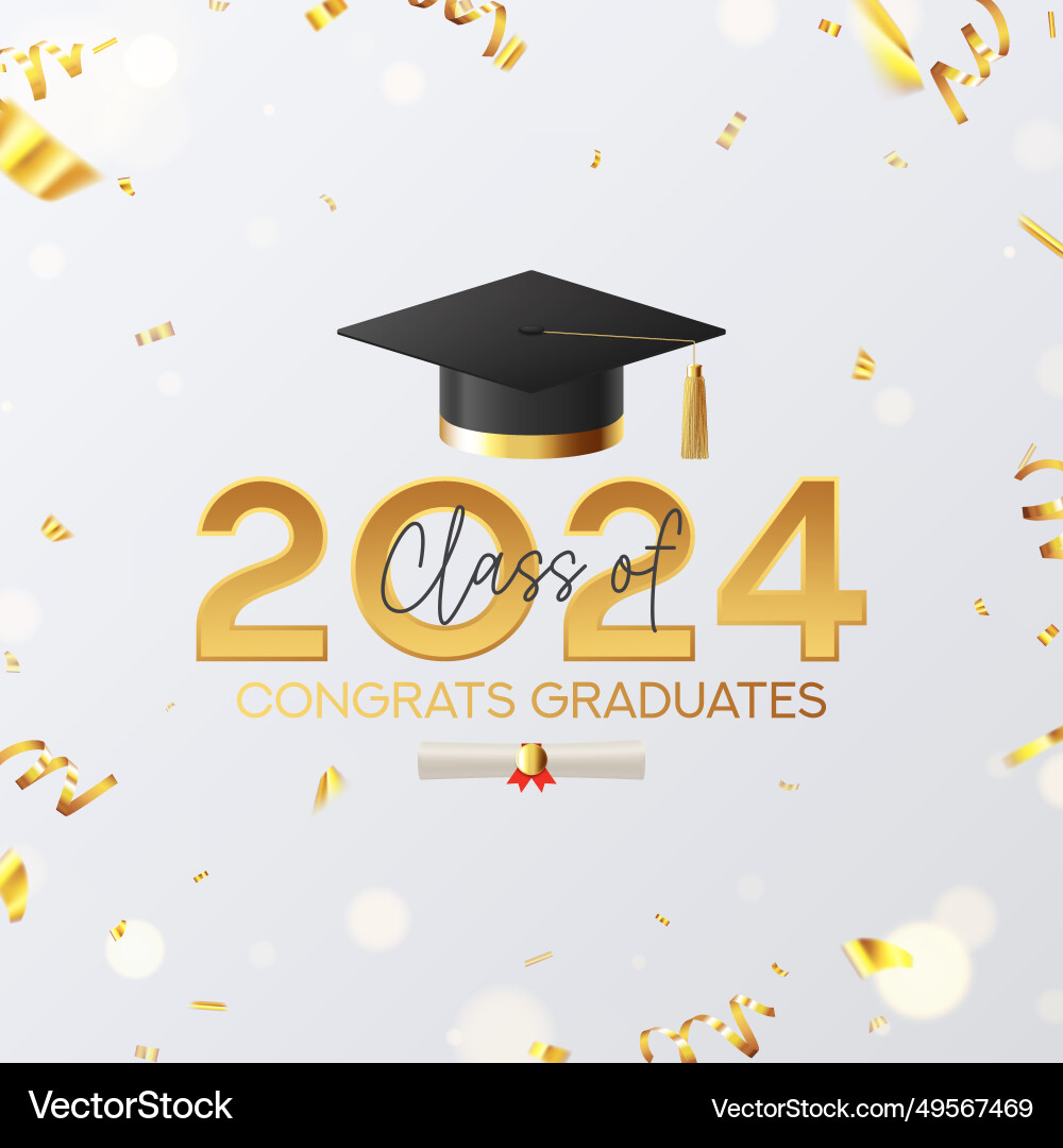 Greeting card for graduation class 2024 Royalty Free Vector