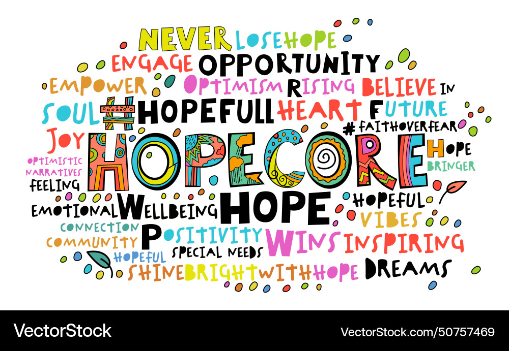 Hopecore wordcloud creative landscape poster Vector Image