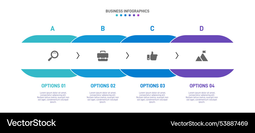 Horizontal progress bar featuring 4 arrow-shaped Vector Image