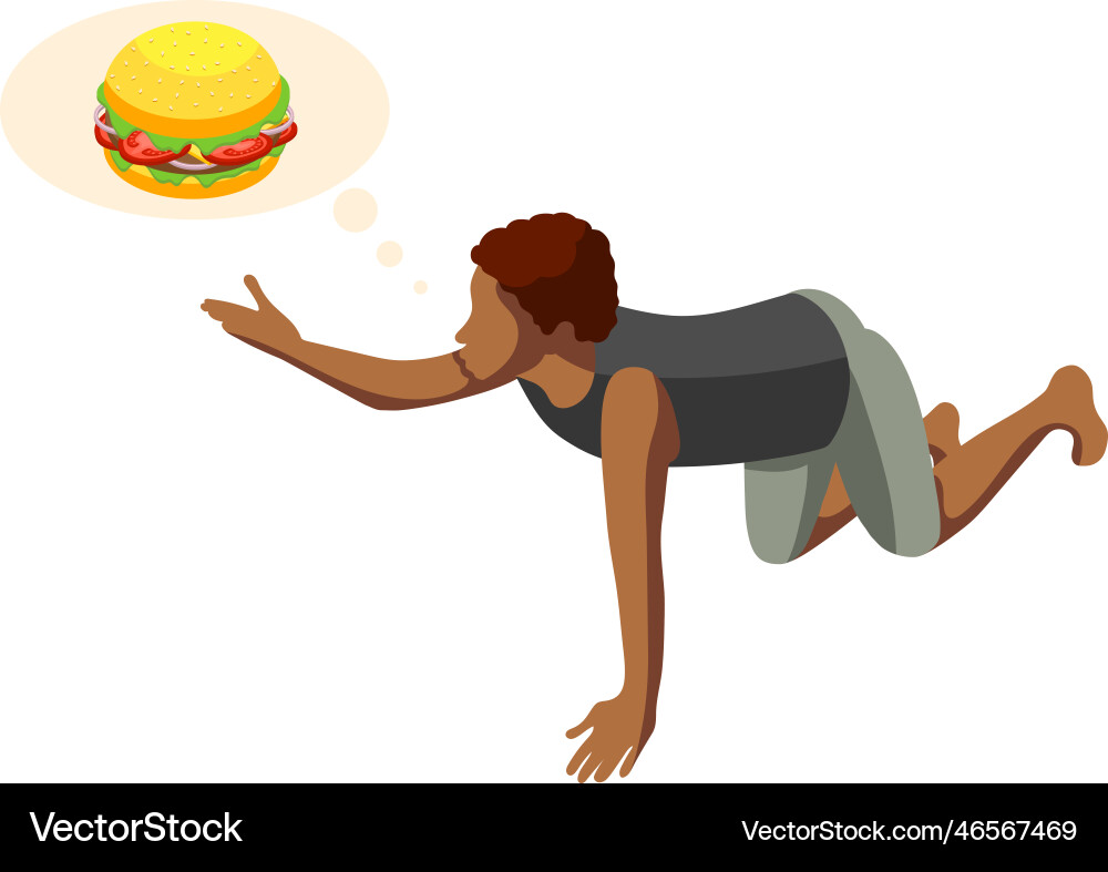 Hunger isometric concept Royalty Free Vector Image