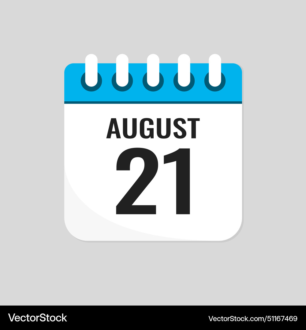 Icon page calendar day - 21 august Royalty Free Vector Image