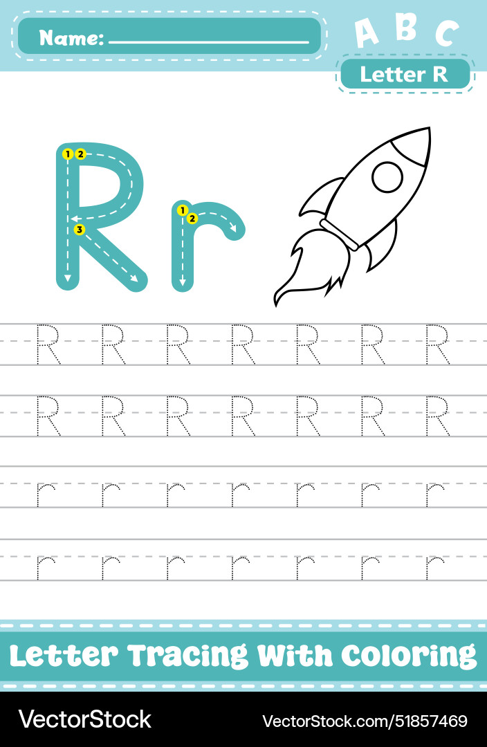 Letter R Tracing Worksheet - Uppercase & Lowercase