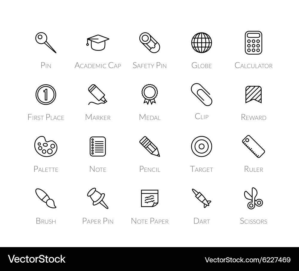 Outline icons thin flat design modern line stroke Vector Image