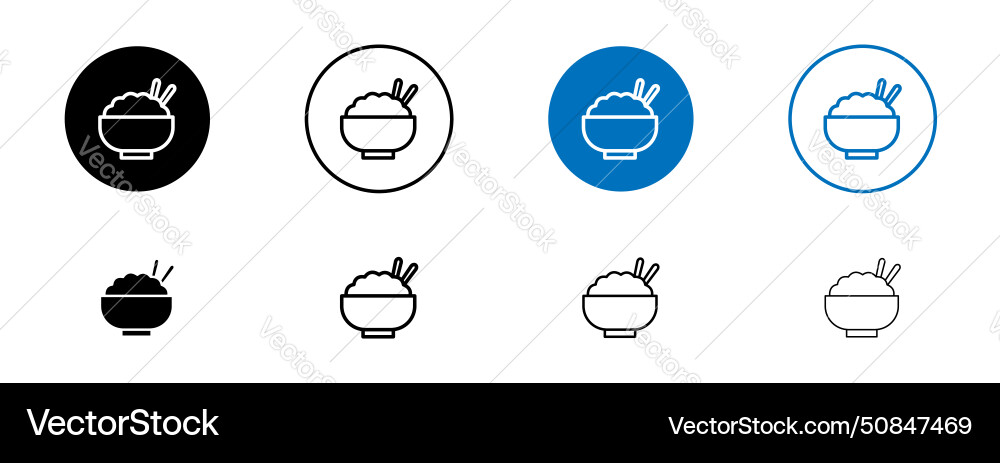 Rice bowl icon set chinese cooked Royalty Free Vector Image