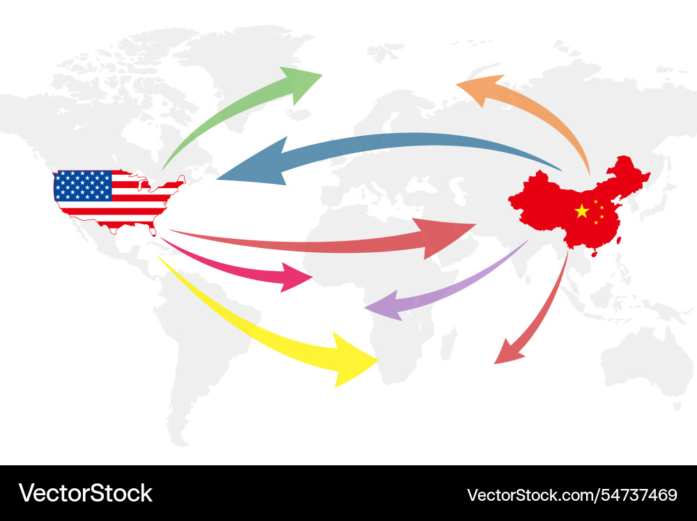 Usa und China Handel Weltkarte Diagramm Lizenzfreier Vektor