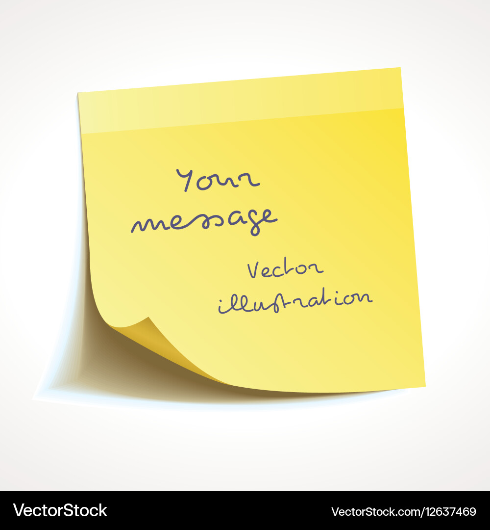 Yellow stick note Royalty Free Vector Image - VectorStock