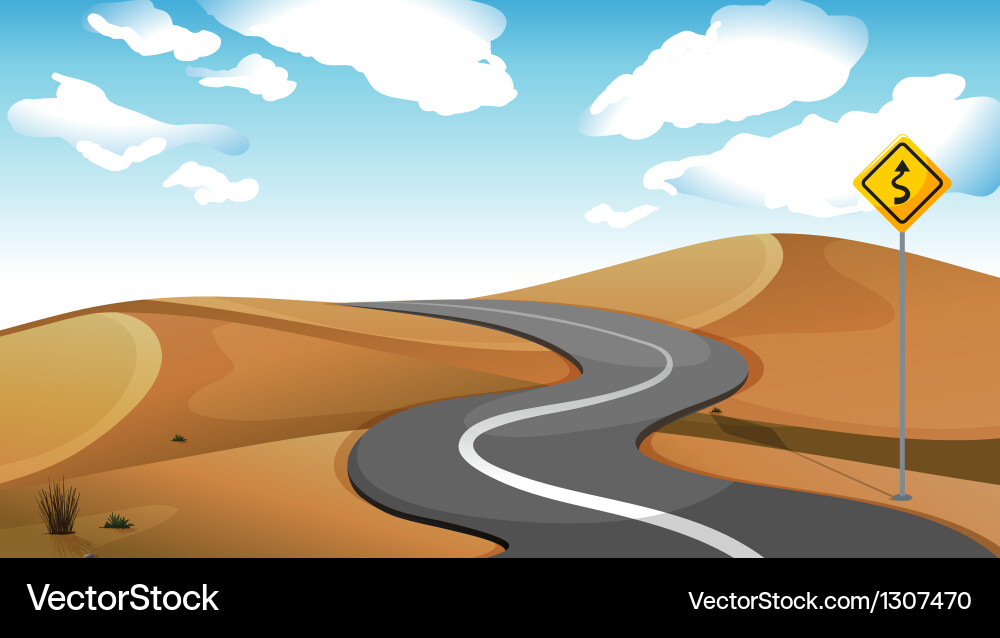 A narrow road at the desert Royalty Free Vector Image