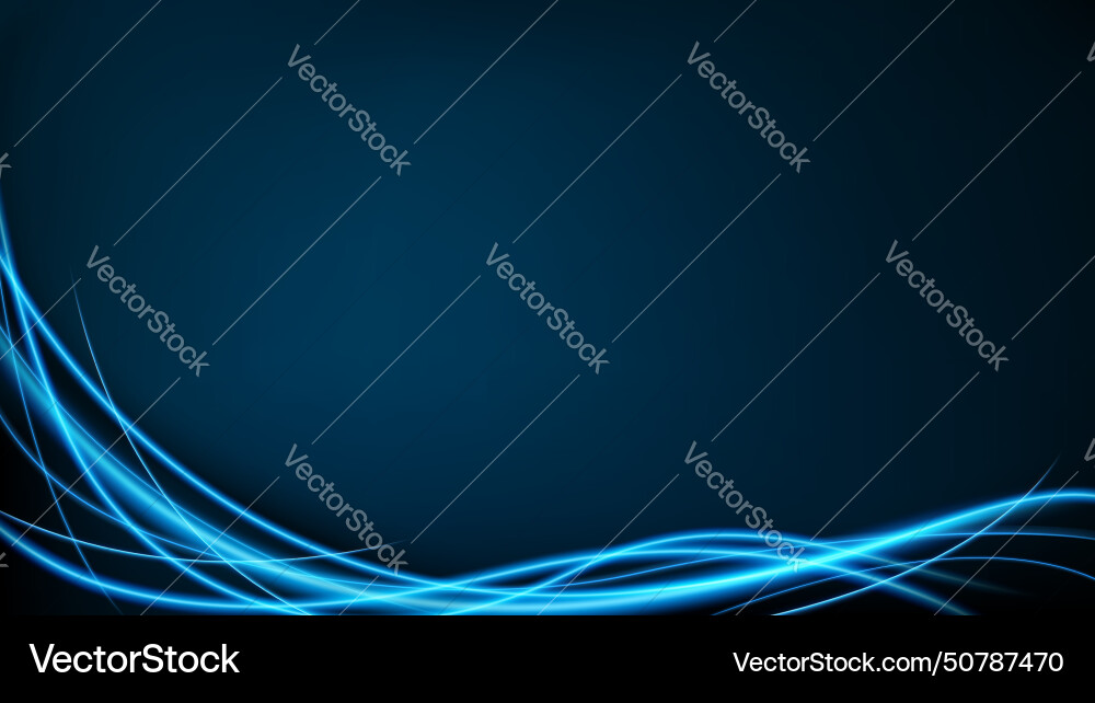 Abstract blue wavy line of light on dark Vector Image