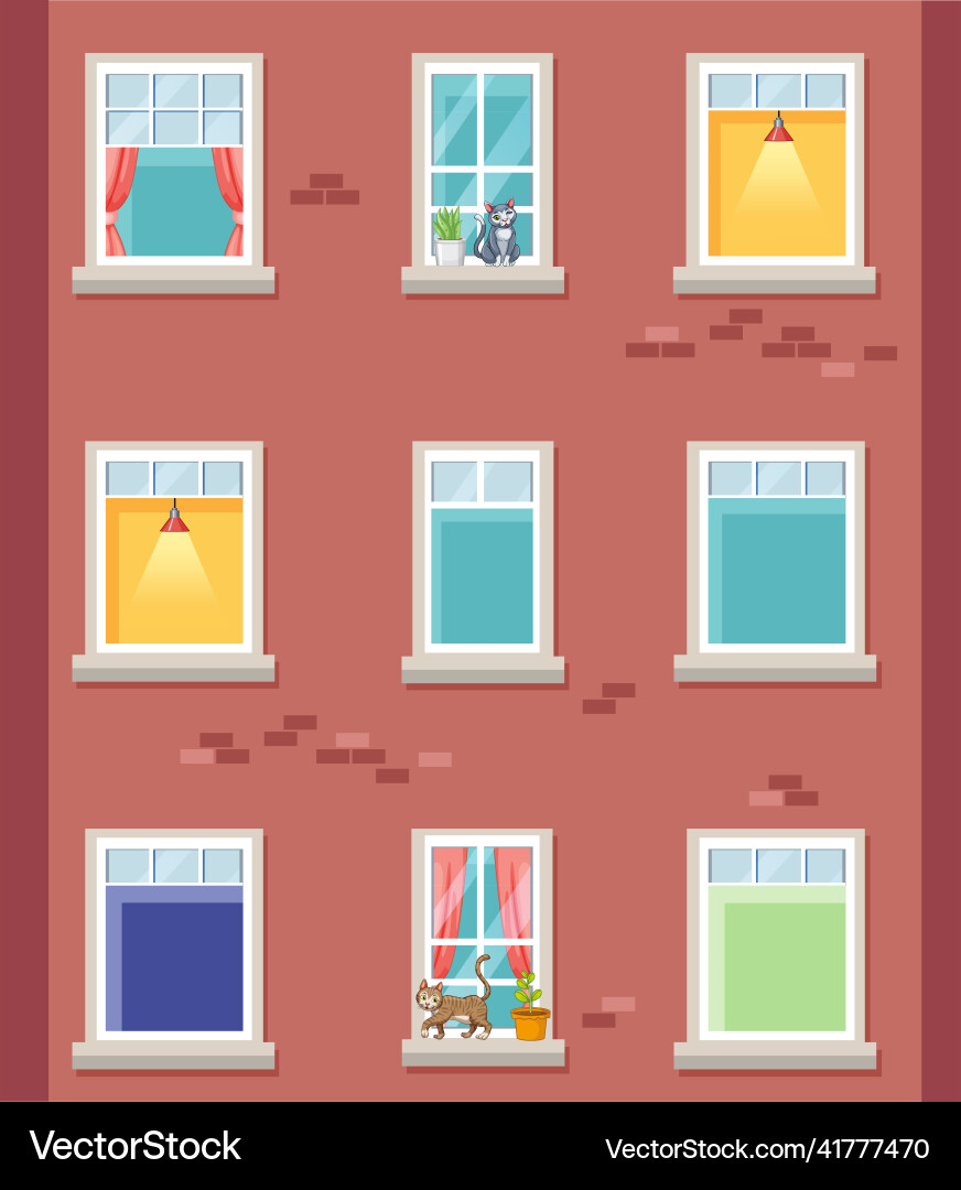 Apartment building with windows Royalty Free Vector Image