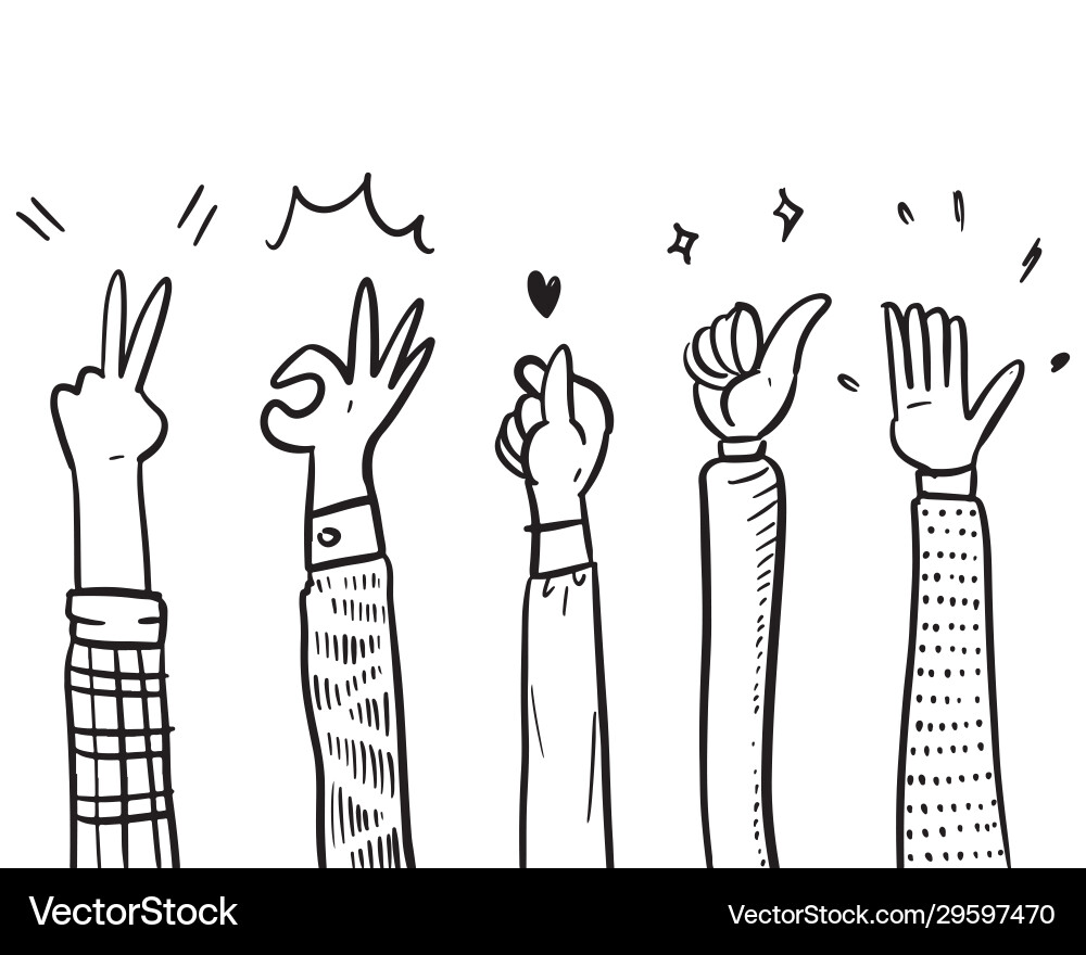 Applause thumbs up korean hand gestures Royalty Free Vector