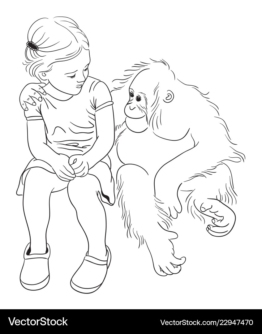 Cute kid line art Royalty Free Vector Image - VectorStock