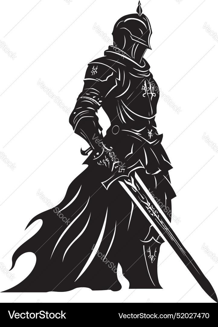 Defenders legacy knight soldier raised sword Vector Image