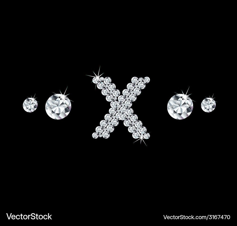 Diamond alphabetic letter x Royalty Free Vector Image