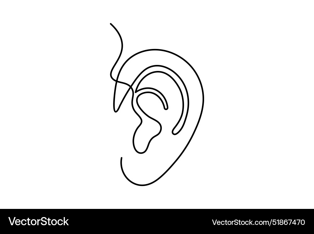 Ear continuous one line drawing of outline Vector Image