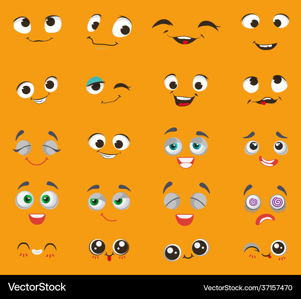 Emoji cute cartoon character set Royalty Free Vector Image