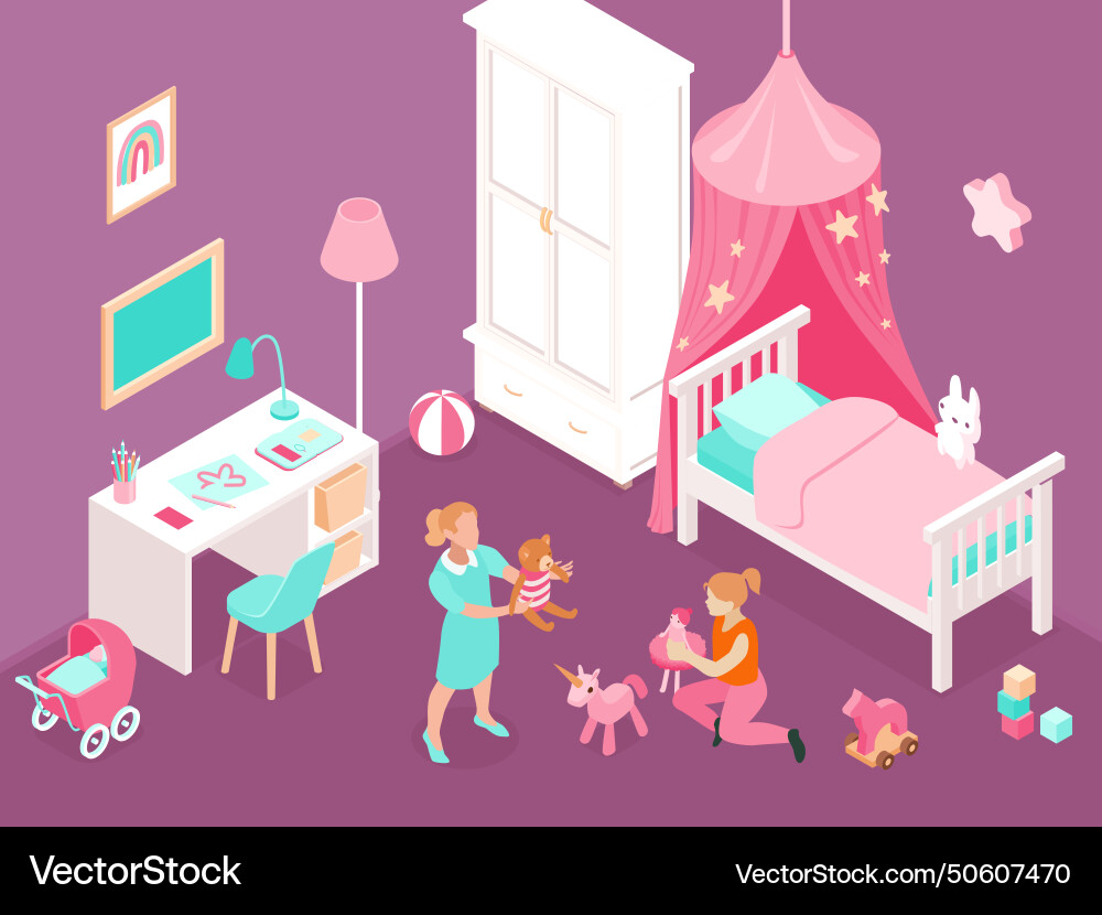 Girls room Royalty Free Vector Image - VectorStock