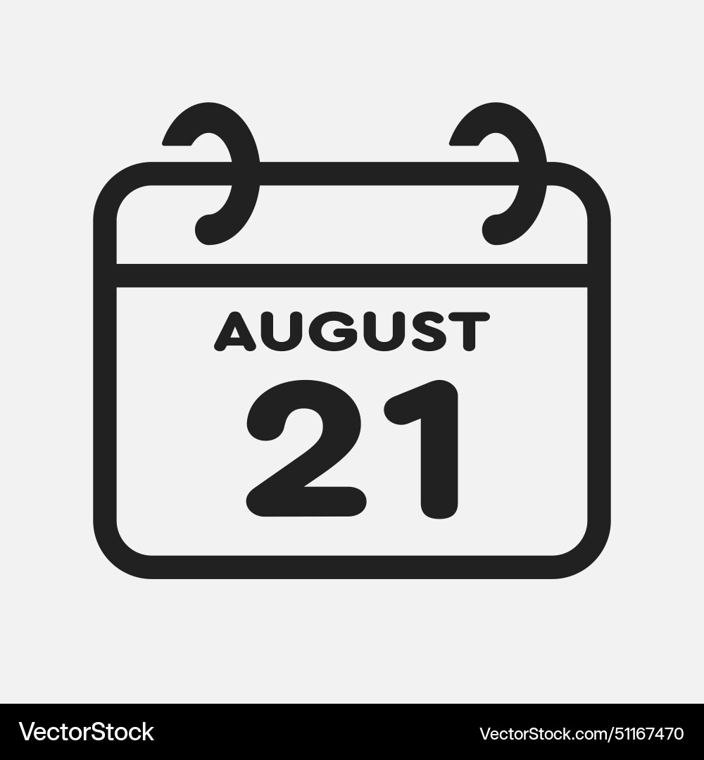 Icon page calendar day - 21 august Royalty Free Vector Image