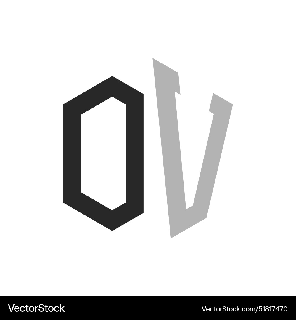 Modern unique hexagon letter ov logo design Vector Image