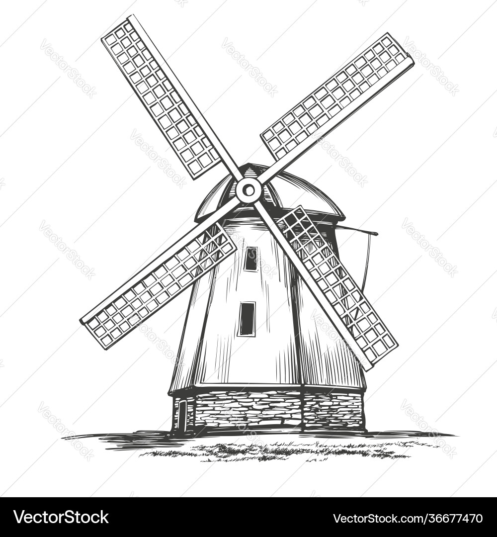 Vintage Old Windmill Royalty Free Vector Image