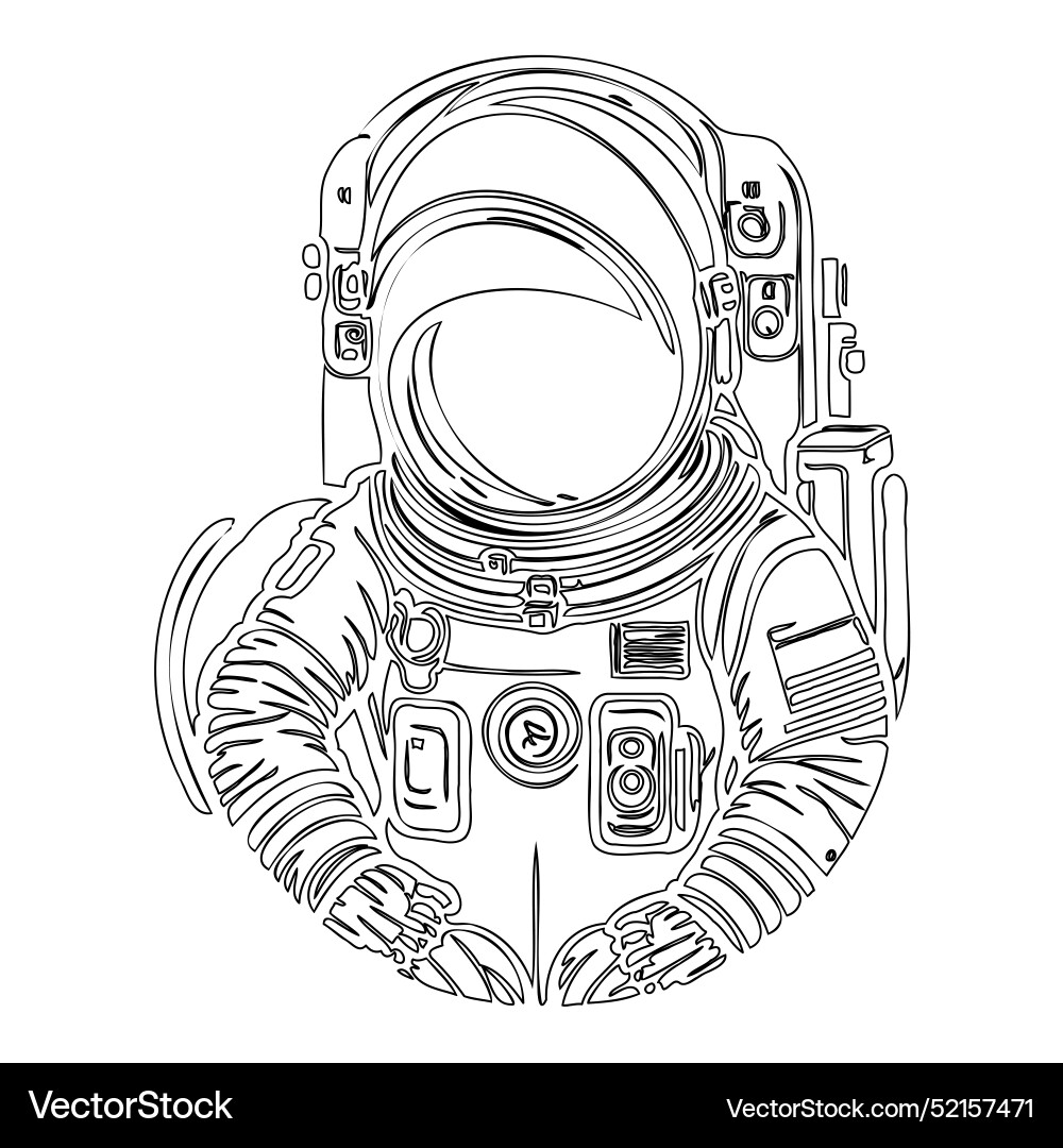 Astronaut outline sketch Royalty Free Vector Image