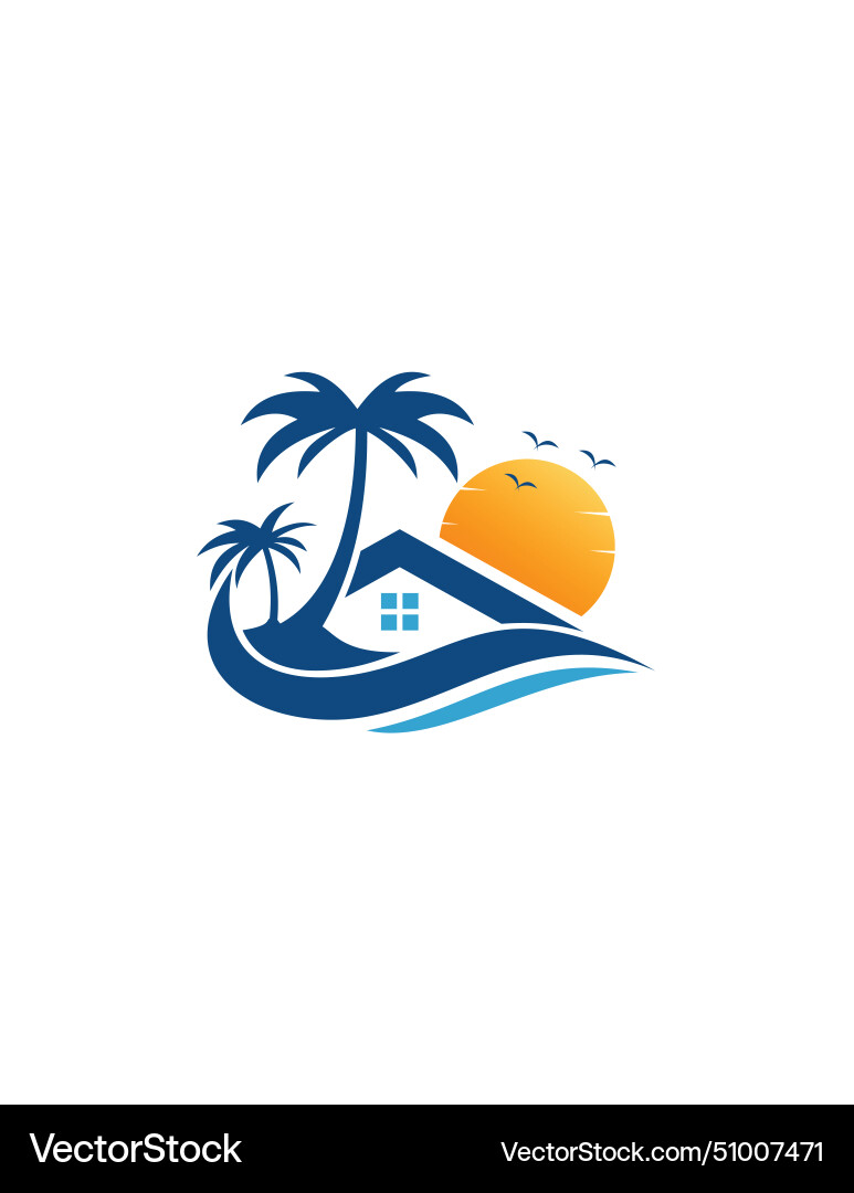 Beach house logo Royalty Free Vector Image - VectorStock
