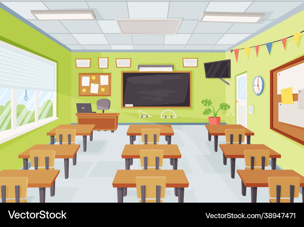Cartoon Empty School Classroom Royalty Free Vector Image