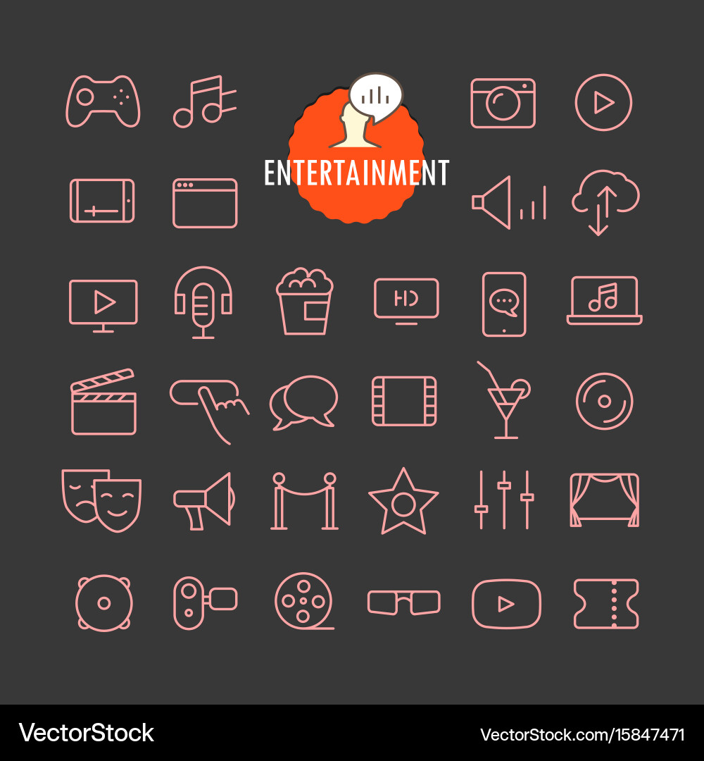 Different entertainment icons collection web Vector Image