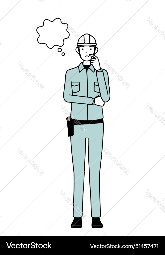 Female engineer in helmet and work wear thinking Vector Image